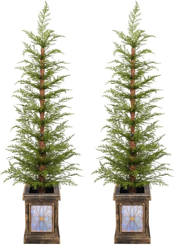 Amazon.com: 6FT Pre-Lit Snow Flocked Artificial Christmas Tree with ...