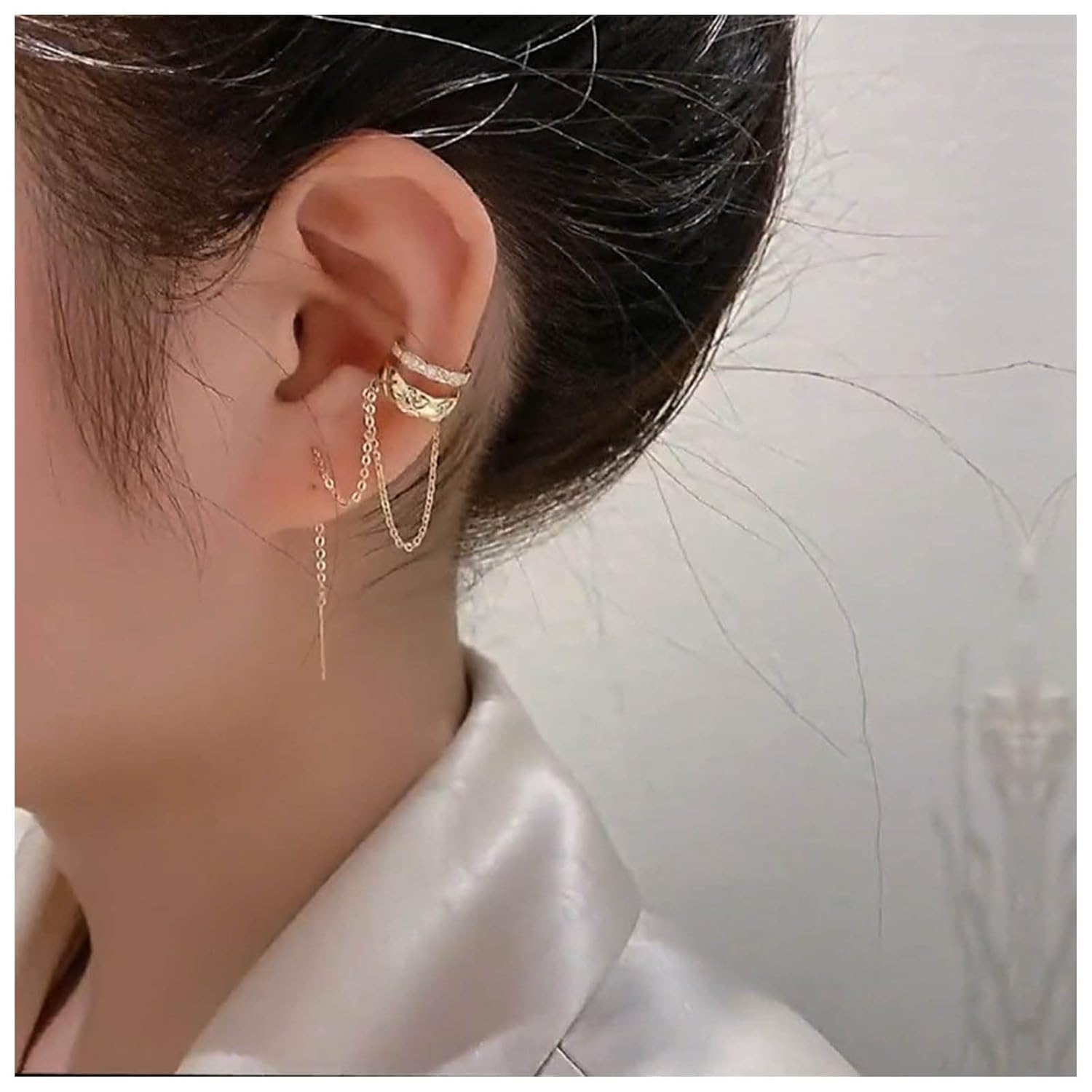 Amazon.com: Erimberate Bohemian Crystal Ear Cuff Earring Gold Hoop ...