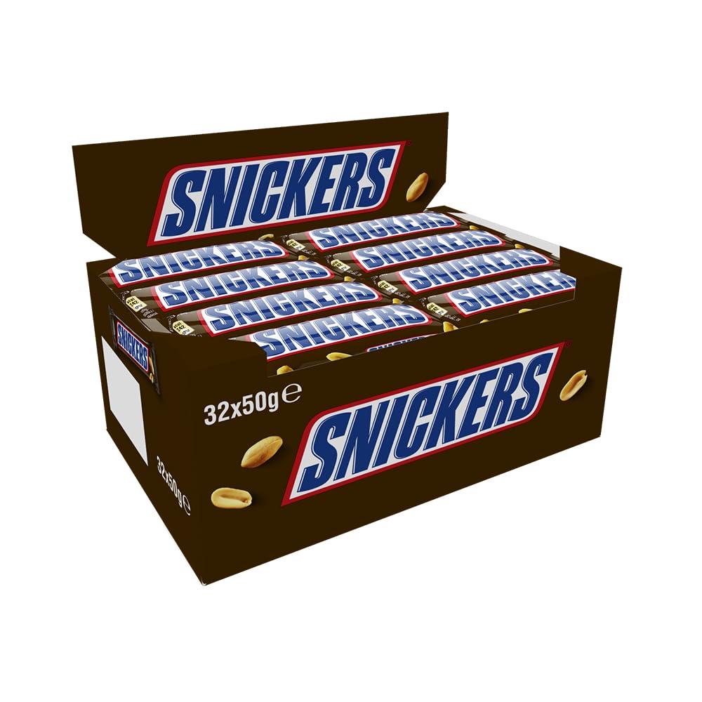SNICKERS Schokoladenriegel, Single-Pack, 32 x 50 g (1.600 g) : Amazon ...