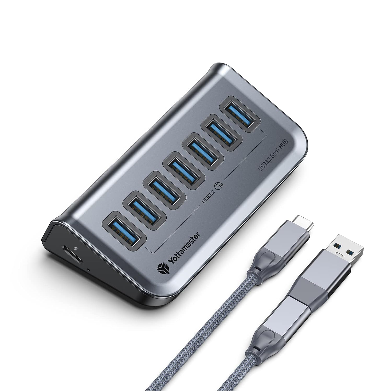 Yottamaster USB 3.1 Hub 7 Ports, Powered USB Hub 5V/3A, Type C to USB 3 ...