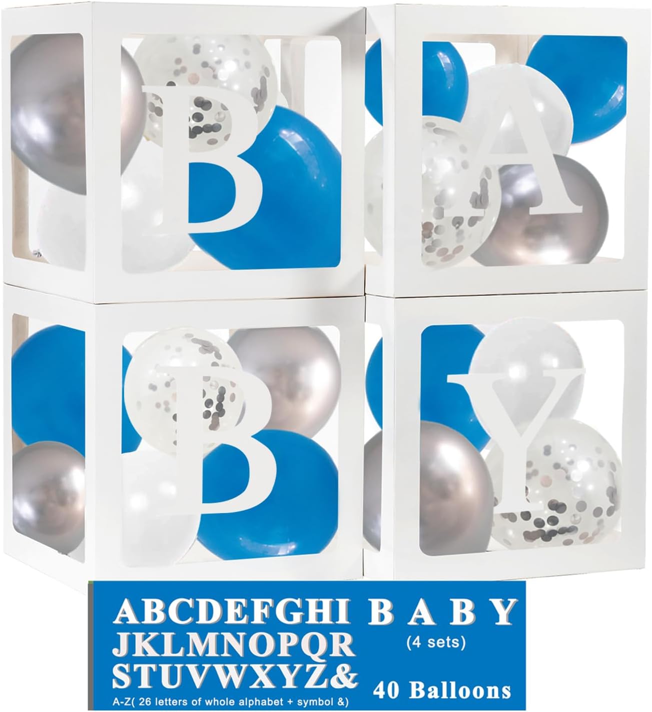 Amazon.com: Baby Boxes with Letters and Balloons, 4pcs Clear Balloon ...