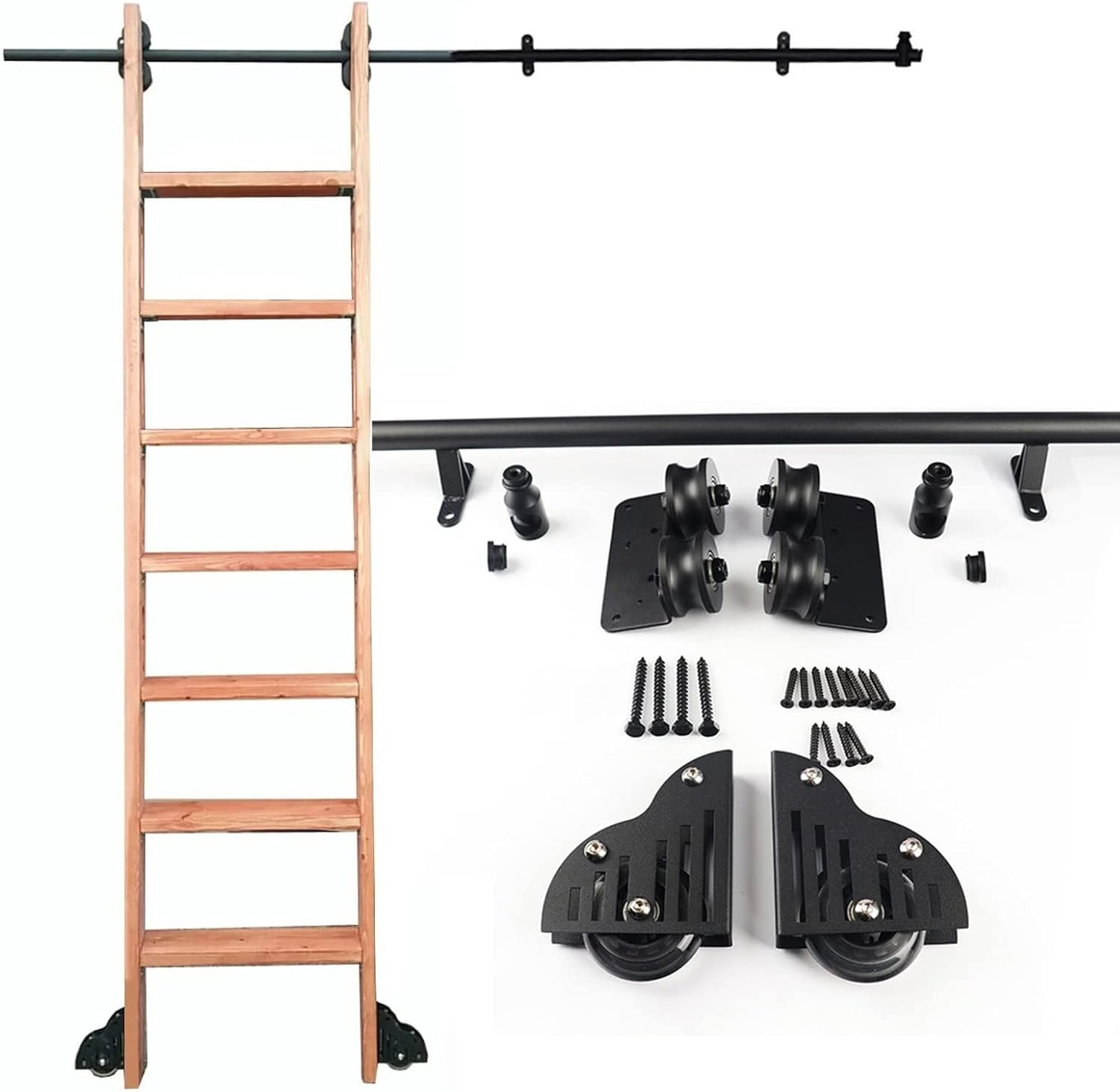 Sliding Ladder Hardware Rolling Ladder Complete Set for Library, 3.3ft ...