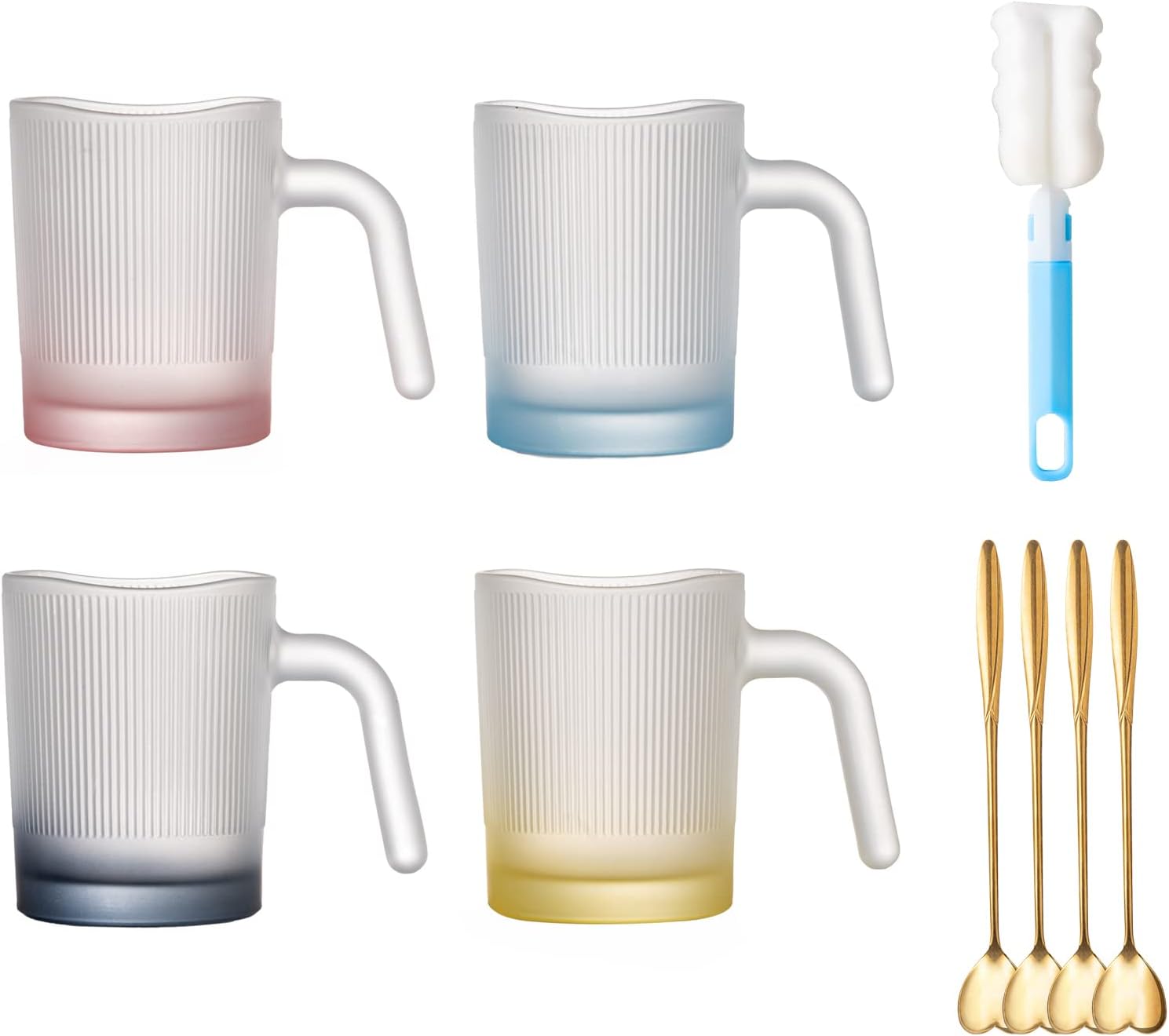 Amazon.com: Glass Coffee Mugs Colored Glassware - 12 OZ Glass Mug with ...