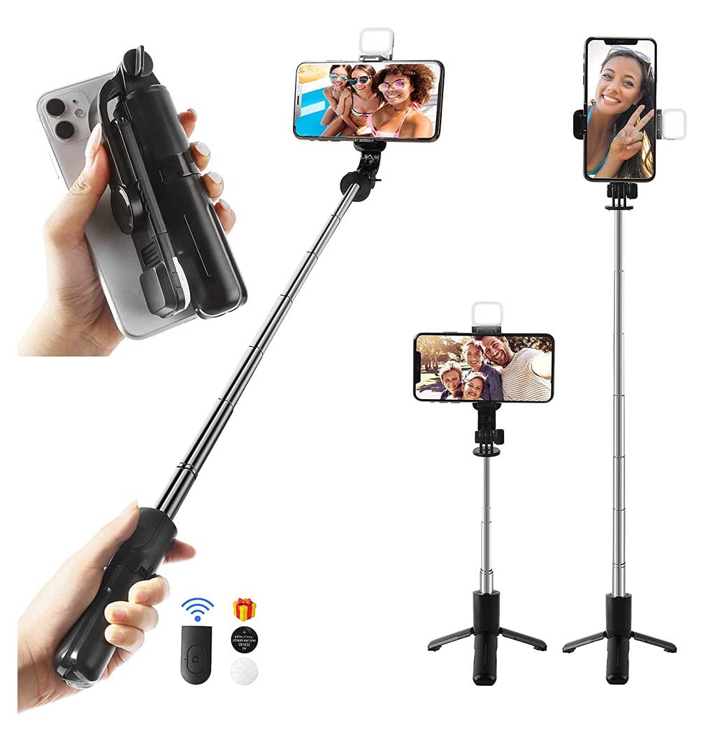 Alocare Bluetooth Selfie Sticks with Remote and Selfie Light, 3-in-1 ...