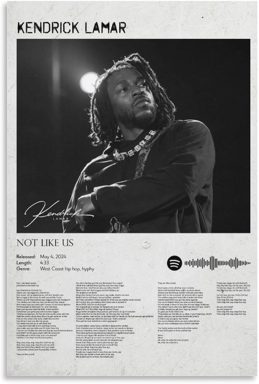 Amazon.com: Kendrick Lamar Not Like Us Lyrics Posters Canvas Poster ...