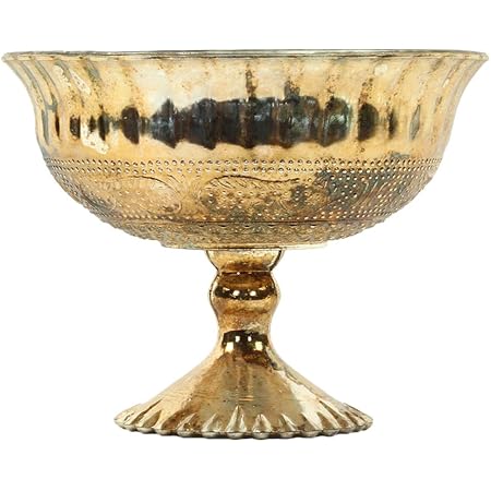 Amazon.com: Accent Decor Distressed Gold Metal Compote Bowl | Gold ...
