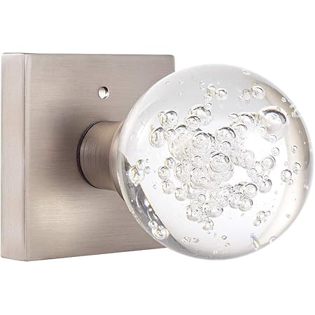 HIEMEY Glass Door Knobs Interior with Lock, Crystal Door Knobs Round Clear Bubble, Privacy Bed ...