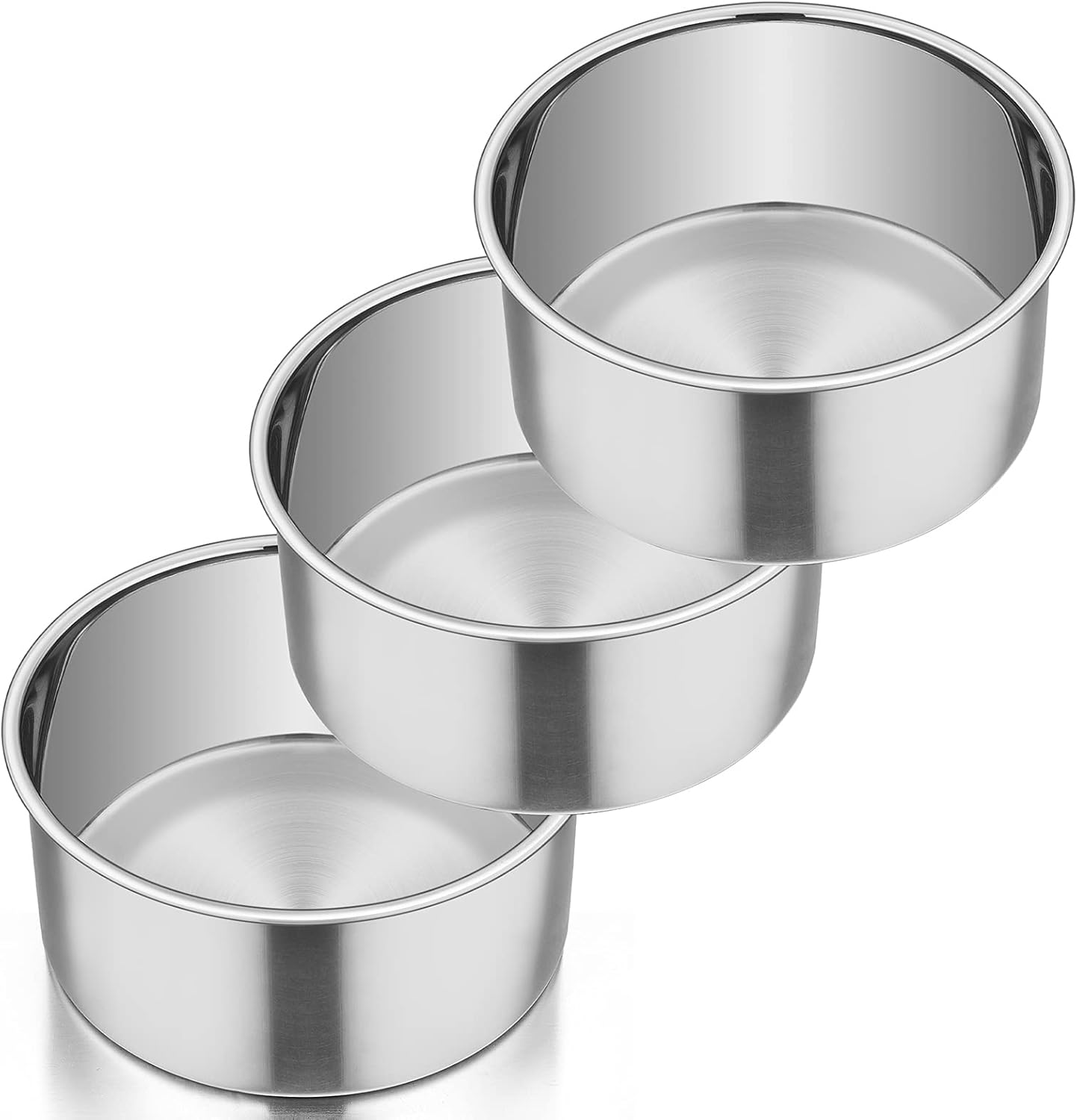 Homikit 6 Inch Cake Tin Set Of 3 Stainless Steel Round Cake Mould Deep