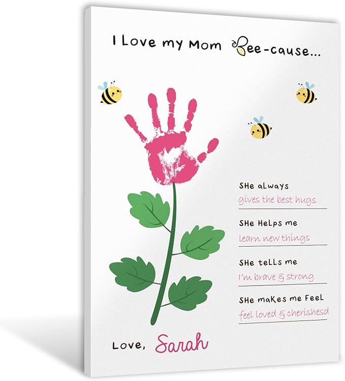 Amazon.com: Mother's Day Handprint Craft - I Love My Mom Beecause ...