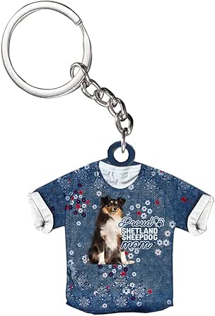 Shetland Sheepdog Dog Acrylic Keychain - Pround Sheltie Dog Mom ...