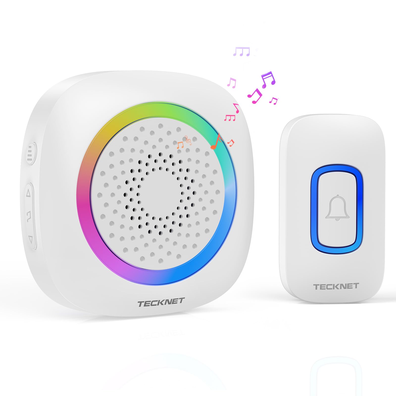 TECKNET Wireless Doorbell, Plug in Doorbell with RGB Light, IP66 ...