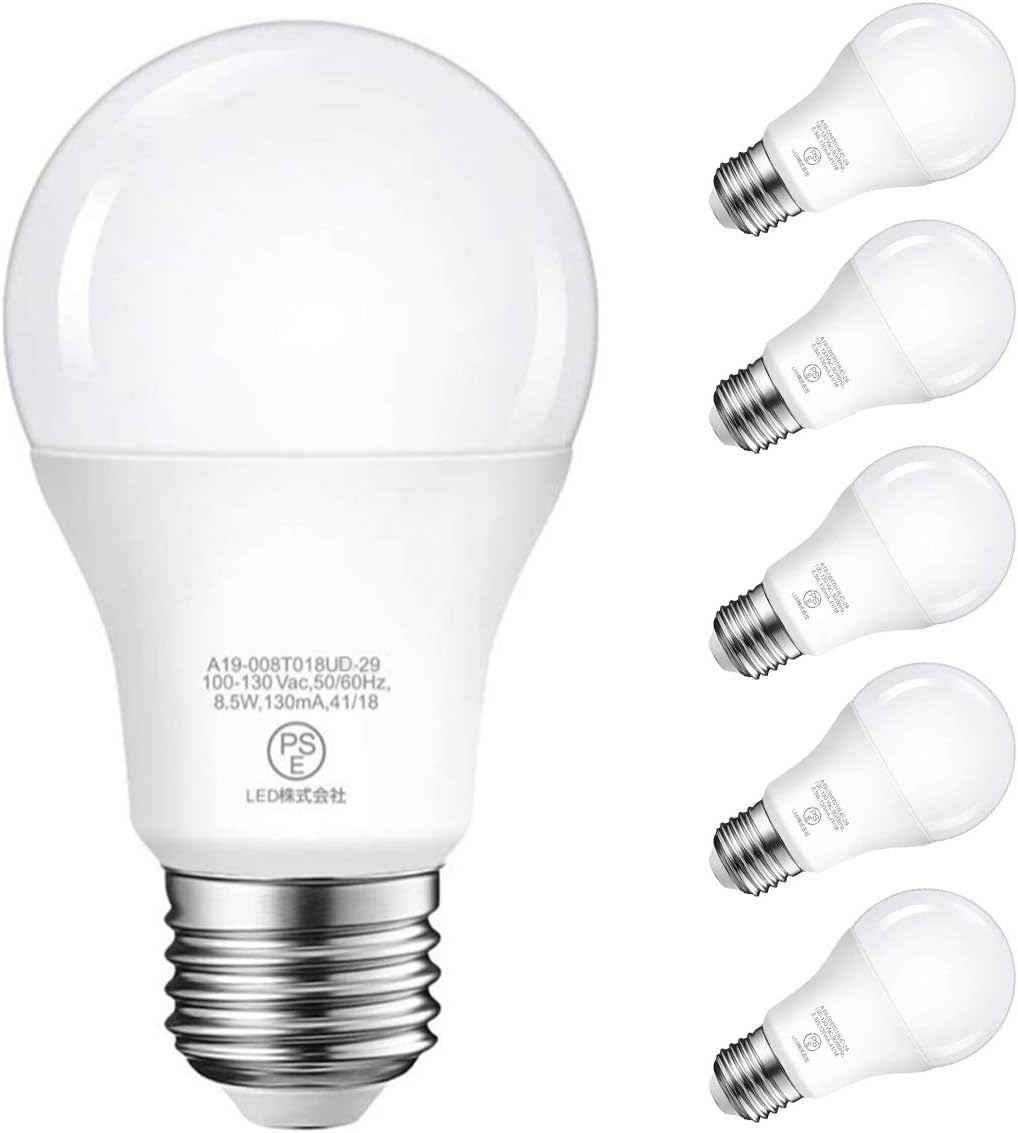 Amazon | LVWIT LED電球 E26口金 60W形相当 806LM 昼白色 5000K 8.5W 広配光タイプ 省エネ 高演色 PSE認証済み 6個入 | LVWIT | LED電球
