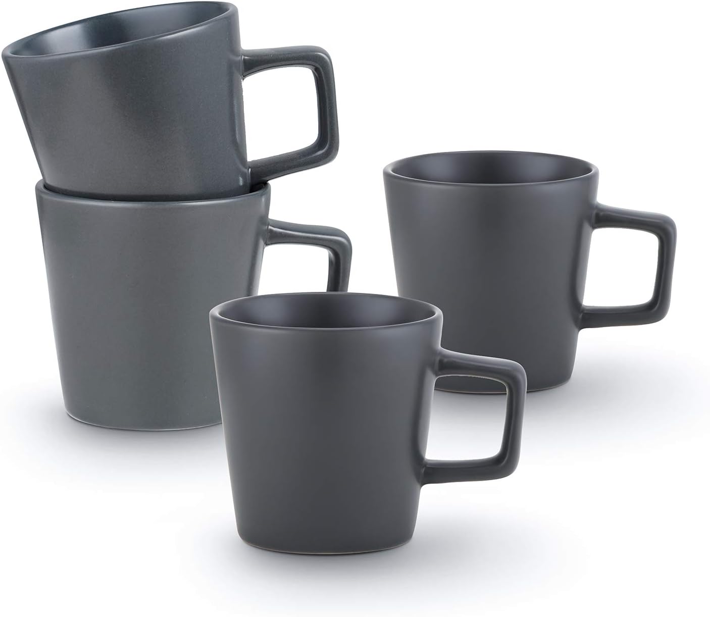 Amazon.com: Stone Lain Stoneware Mugs Set, 4-Piece, Grey Matte : Home ...