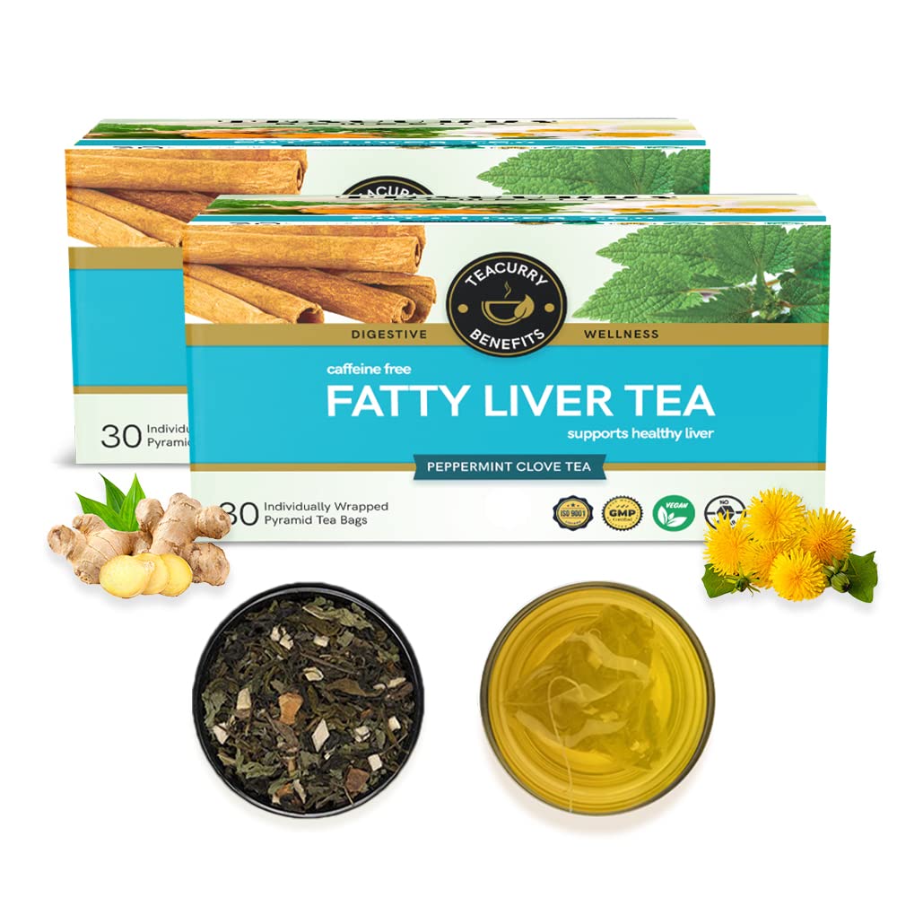 TEACURRY Fatty Liver Peppermint Herbal Tea (2 Month Pack | 60 Tea Bags ...