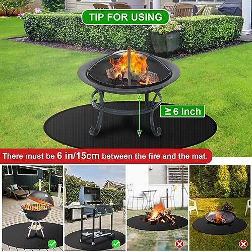Fire Pit Mat 36 Inch Round Grill Mat, 3-layer Fireproof Heat Resistant ...