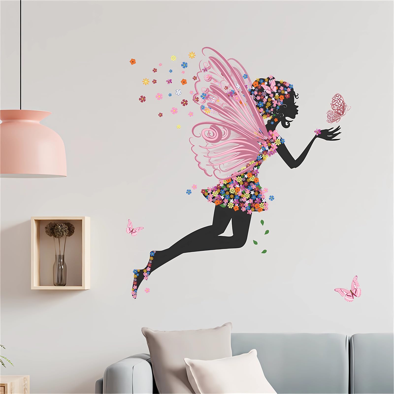 Amazon.com - iMagitek Butterfly Girl Wall Decals, Colorful Butterflies ...