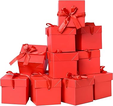 Amazon.com: GP SUP 12 Pcs Squared Gift Boxes with Lids,Red Kraft Gift ...