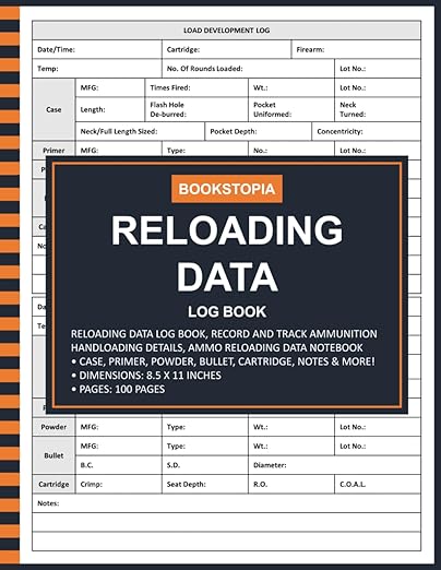 Amazon.com: Reloading Data Log Book: Ammo Reloading Data Log Book for ...