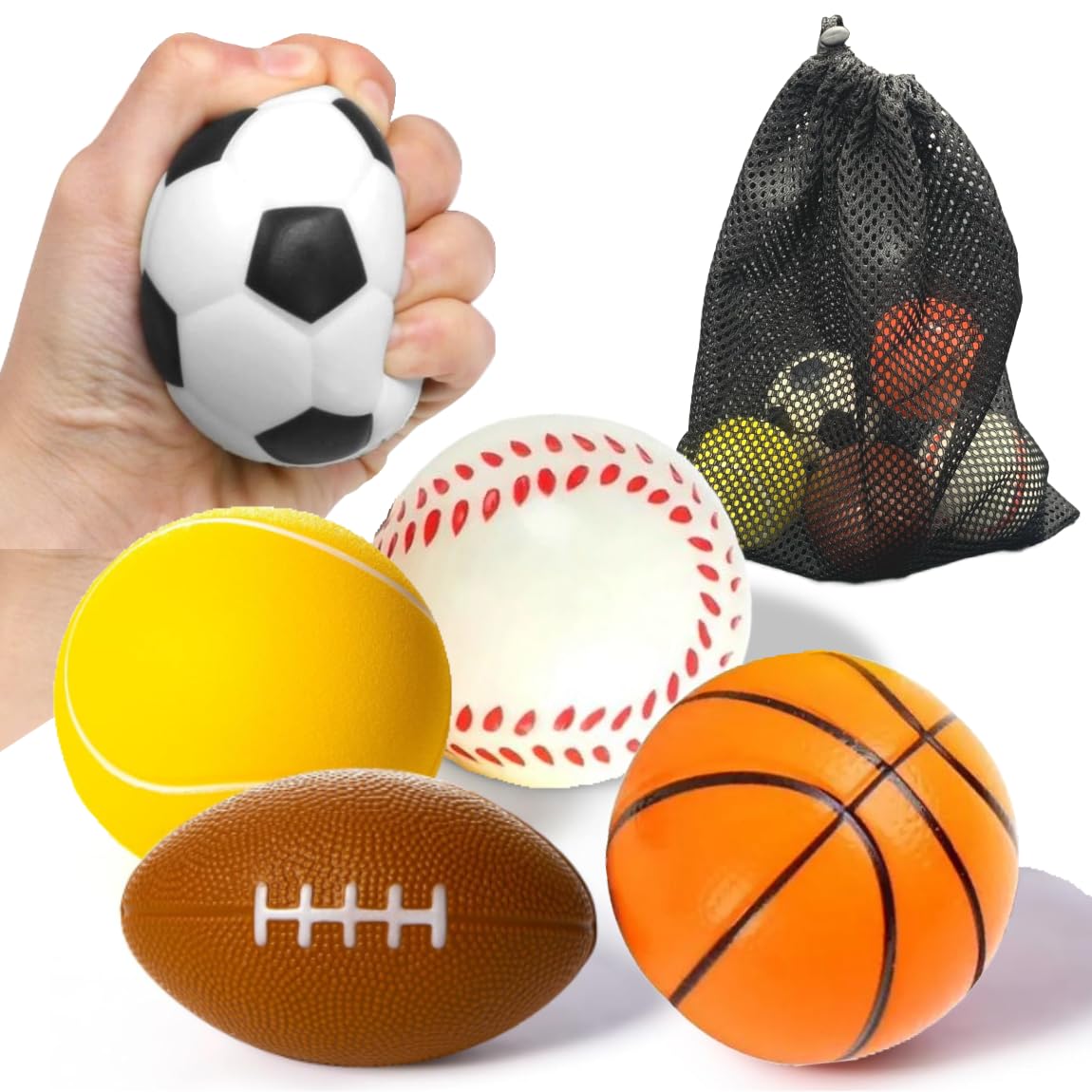 Amazon.com: Hero Brands Five 2.5-inch Foam Sports Balls (Stress Ball ...