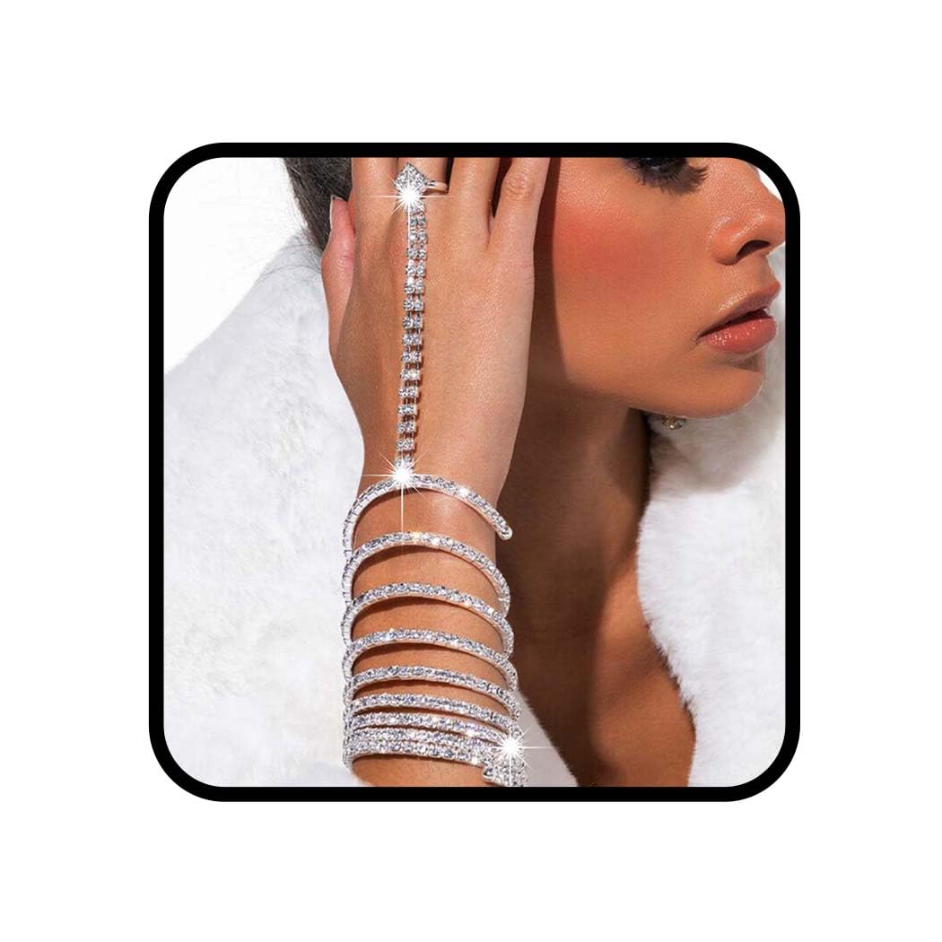Amazon.com: Obmyec Rhinestone Hand Harness Sparkle Crystal Hand Jewelry ...