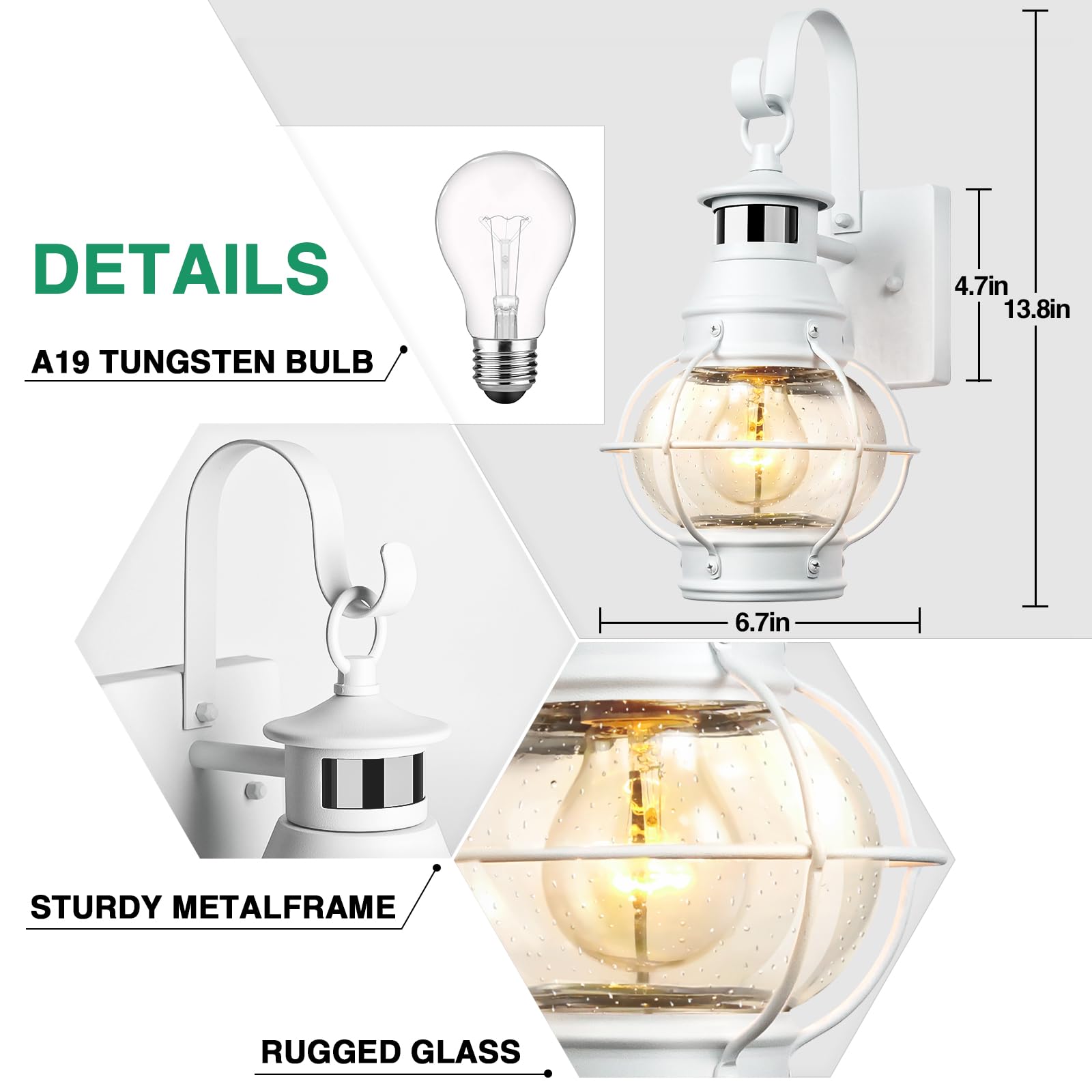 Snapklik.com : Lamomo White Outdoor Light, Exterior Front Porch Lights ...