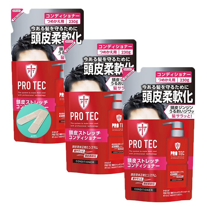 Amazon | PRO TEC プロテク 頭皮ストレッチ コンディショナー 詰め替え 230g×3個セット オリジナル絆創膏1枚付き | JOTY | リンス・コンディショナー 通販
