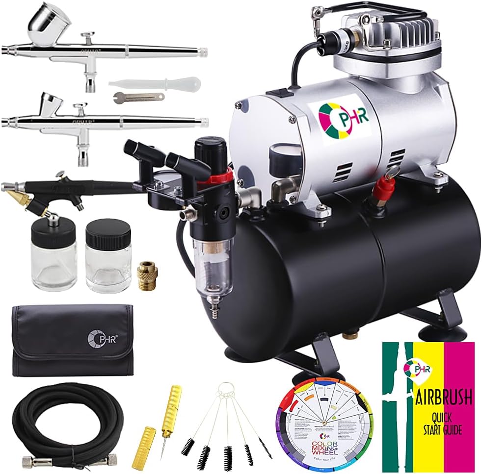 Amazon.com: VEVOR Airbrush Kit, Air Brush Set Kit with 3.5L Air Storage ...