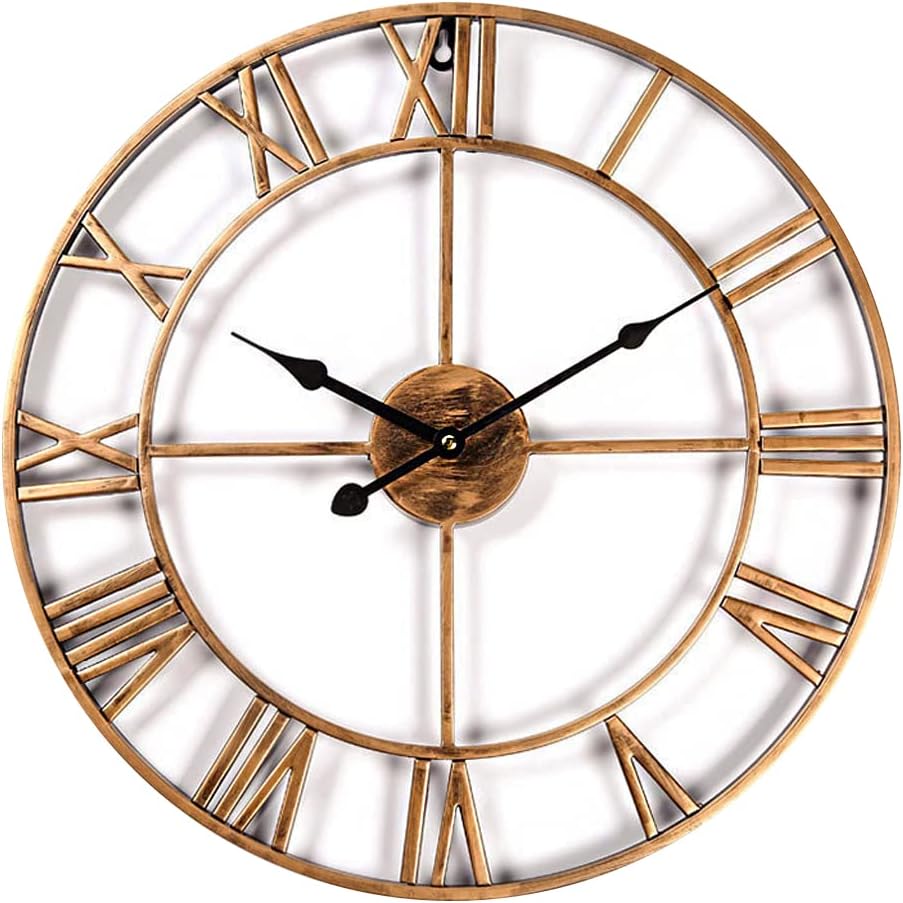 Vintage Mechanical Style MDF Board Wall Clock with Roman Numerals ...