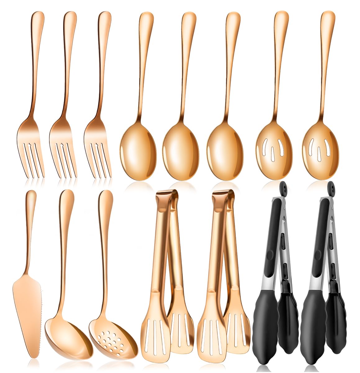 Amazon.com | Rose Gold Serving Utensils Set Stainless Steel, Large ...