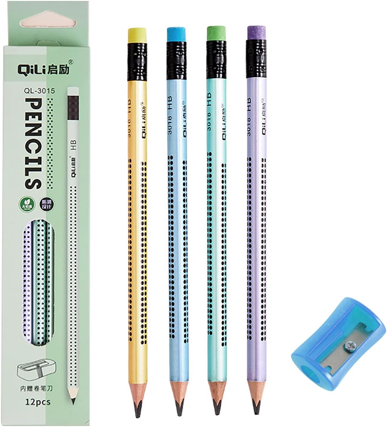 EUZUXU 12Pcs HB Pencils Set, Pre-Sharpened Triangular Pencils for ...