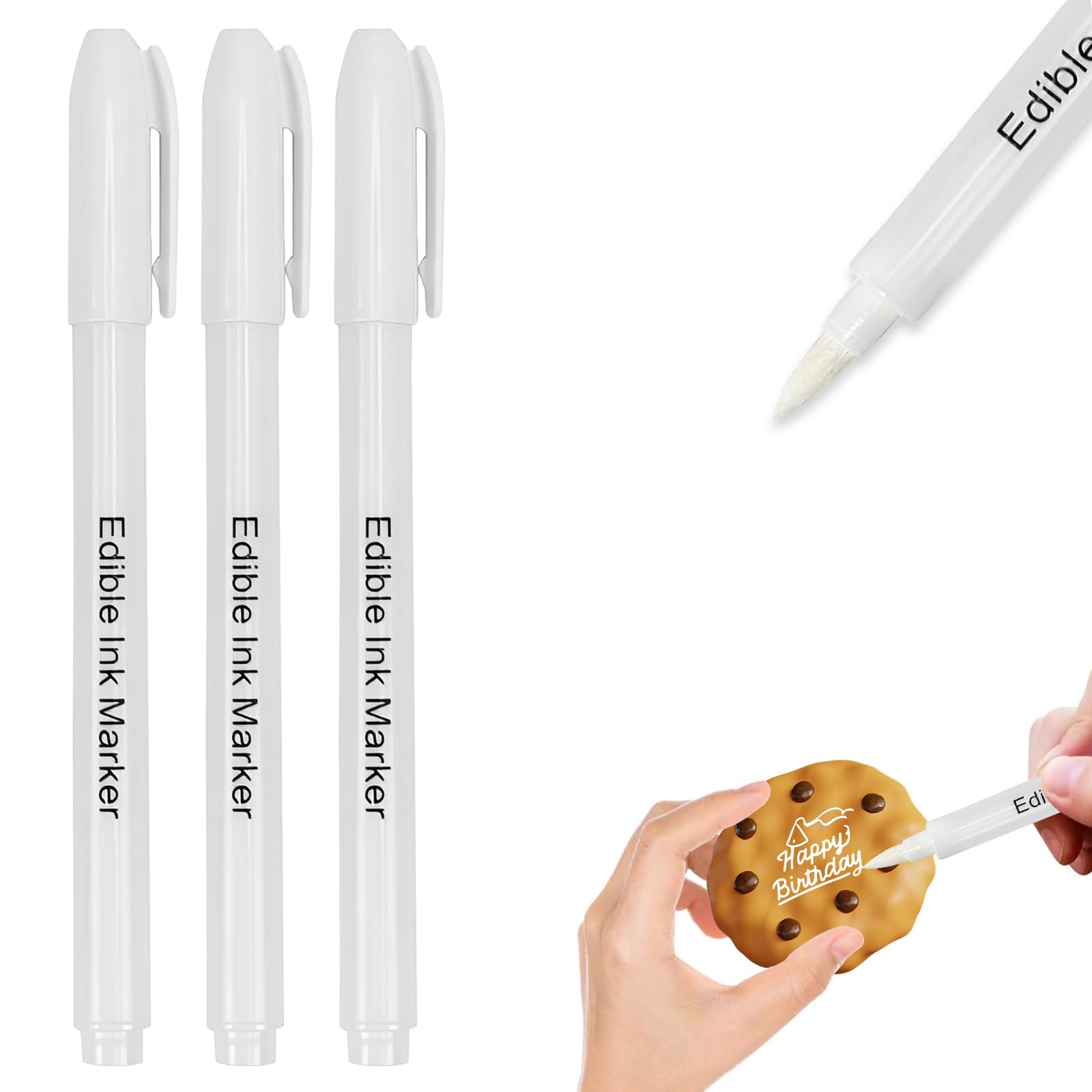 FANWINKJ 3pcs White Food Colouring Pen,White Icing Pens for Cake ...