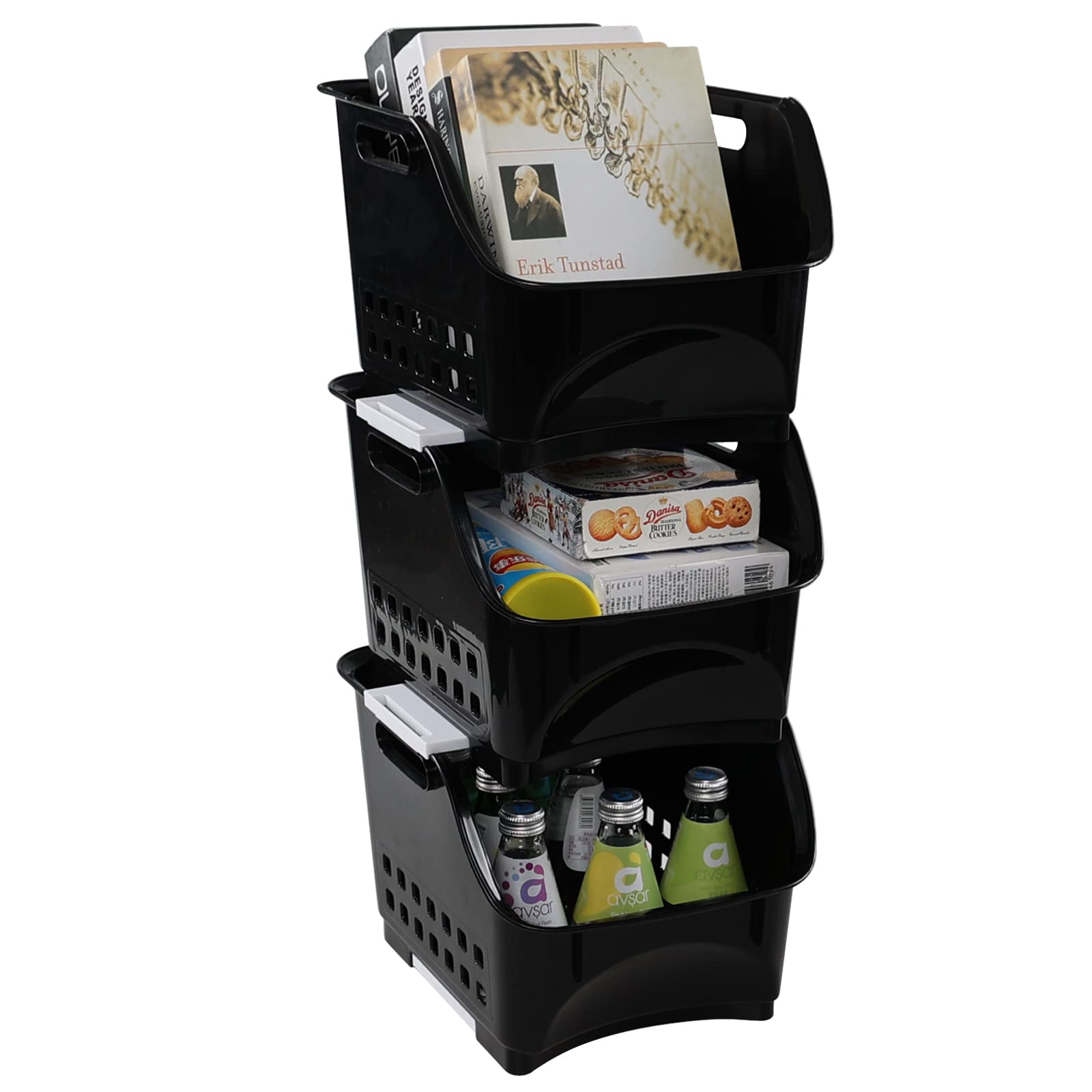 Amazon.com - Readsky 3 Tier Plastic Kitchen Stacking Shelf Basket, Open ...