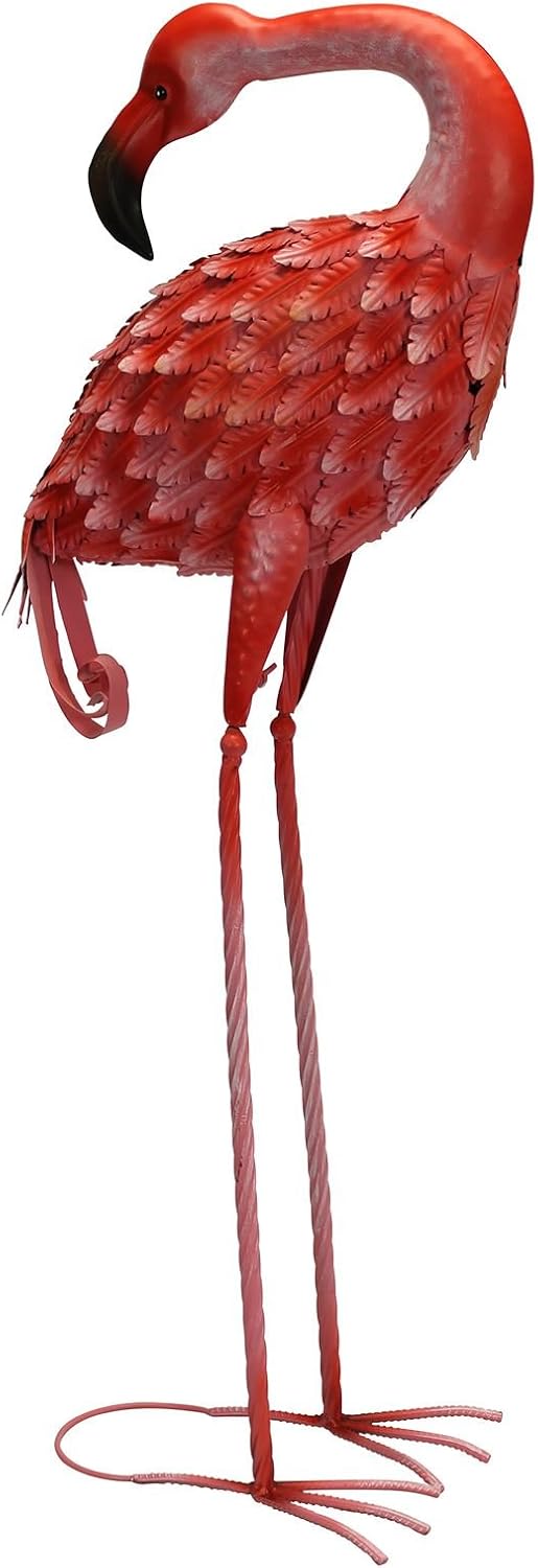 Primus® Metal Backward Facing Flamingo Garden Ornament for Indoor or ...