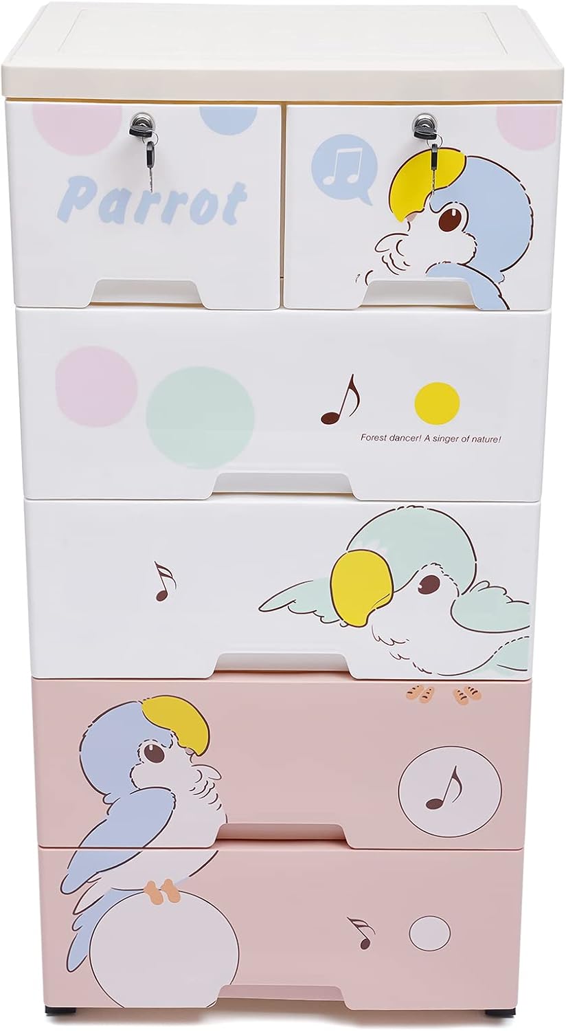 Amazon.com: RustyVioum Rolling Parrot Plastic Dresser Storage Cabinet w ...