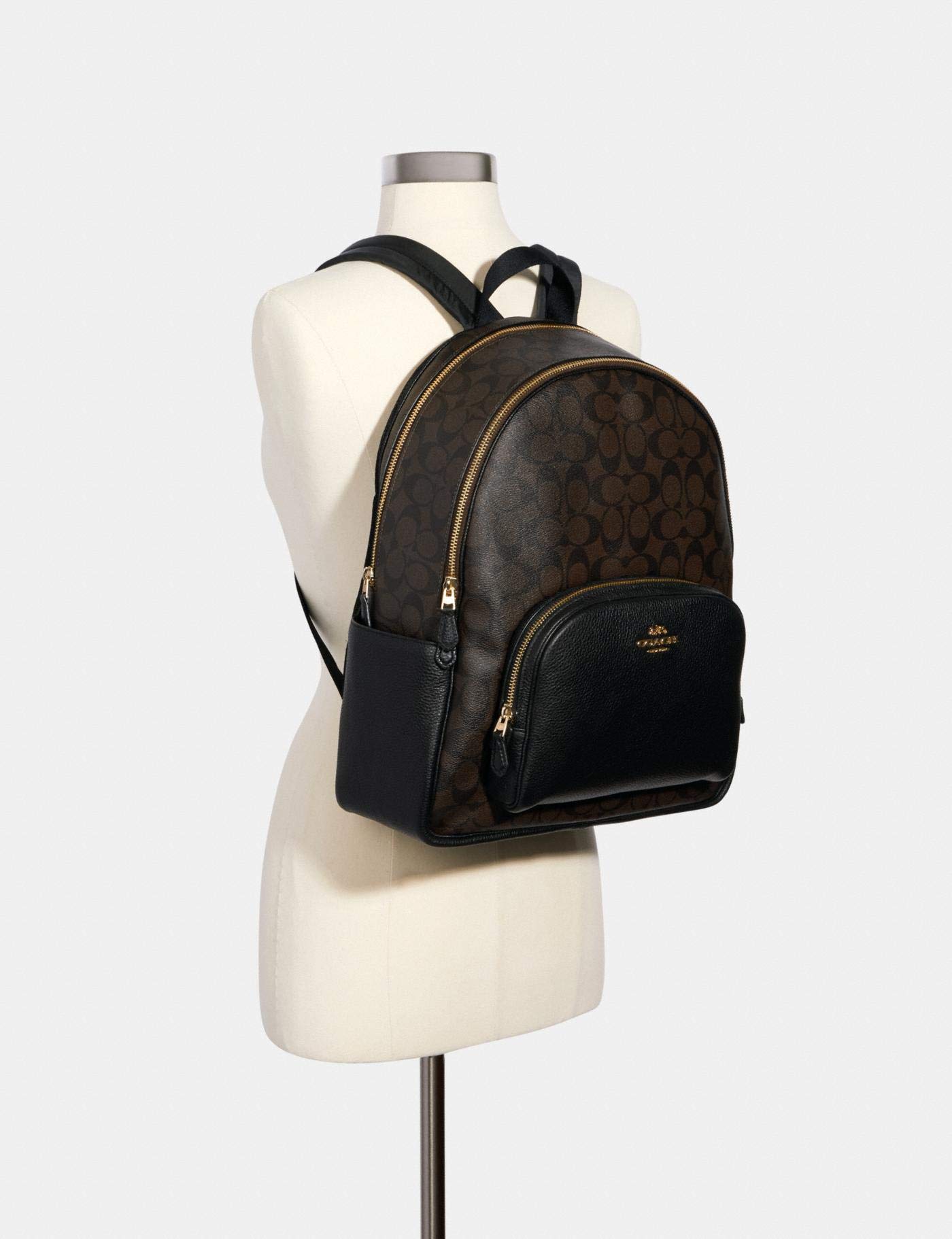 Coach Womens Large Court Backpack In Signature Canvas Brown Black ...