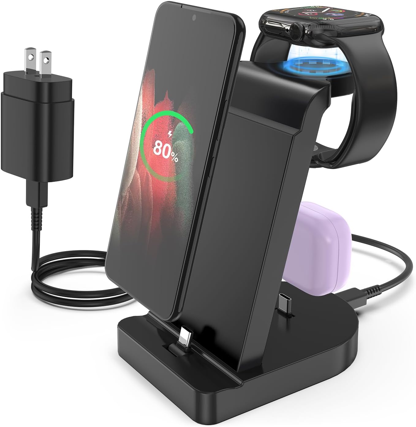 Amazon.com: Charging Station for Samsung Multiple Devices, 3 in 1 Fast ...