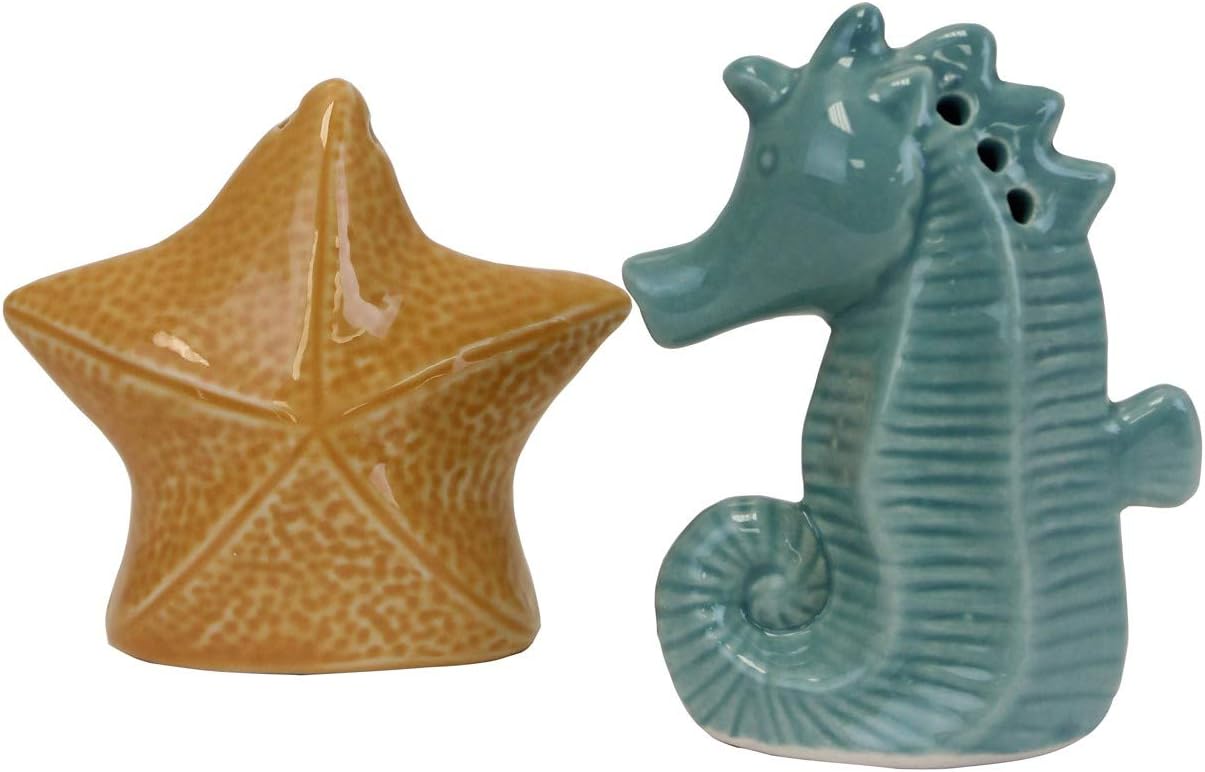 Amazon.com: Beachcombers Ceramic Seahorse Starfish Salt And Pepper ...