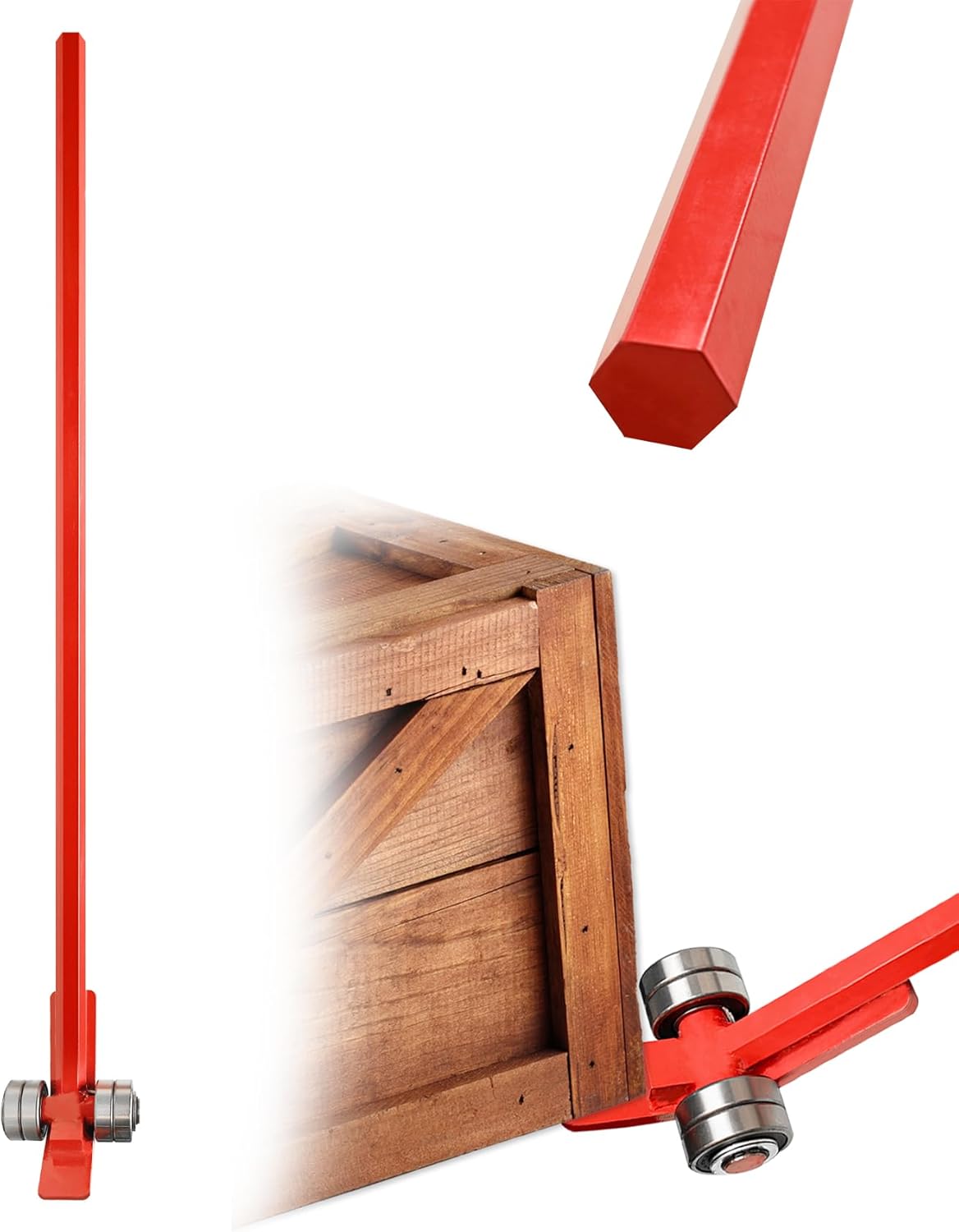 lesolar Solid Steel Pry Bar with Wheels Heavy Duty Handle Pry Lever Bar ...