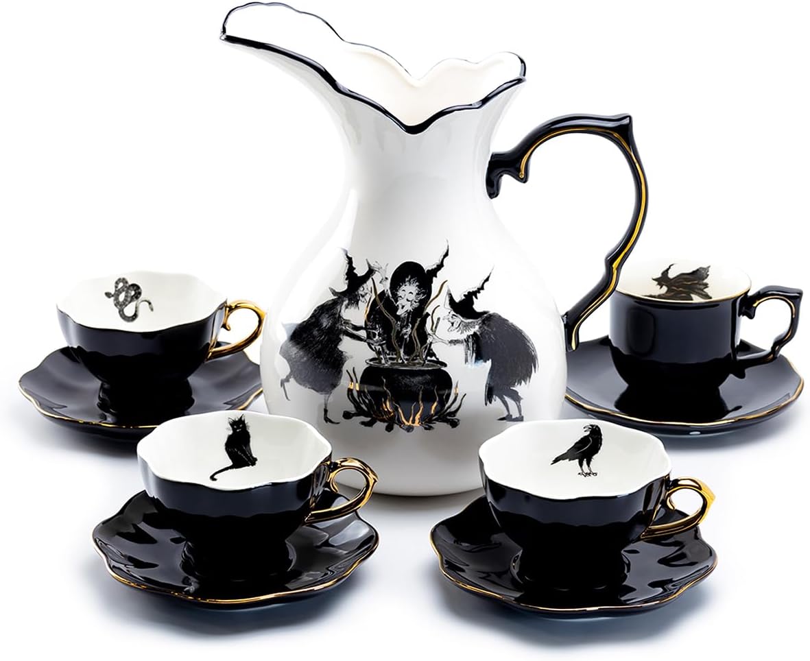 Amazon.com | Potter's Studio Witches Brew Pitcher, 4 Assorted Halloween ...