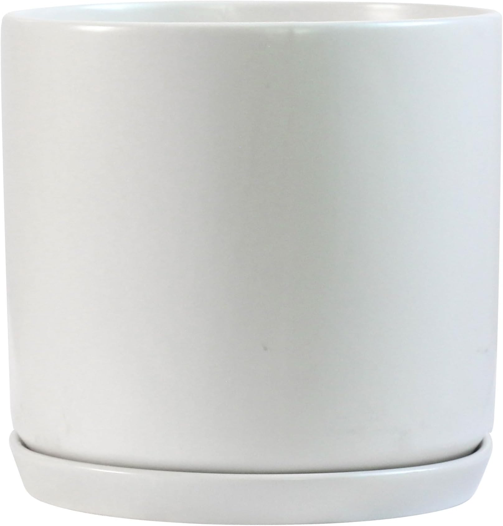 Olly & Rose Antarc Matt White Large Ceramic Plant Pot with Saucer ...
