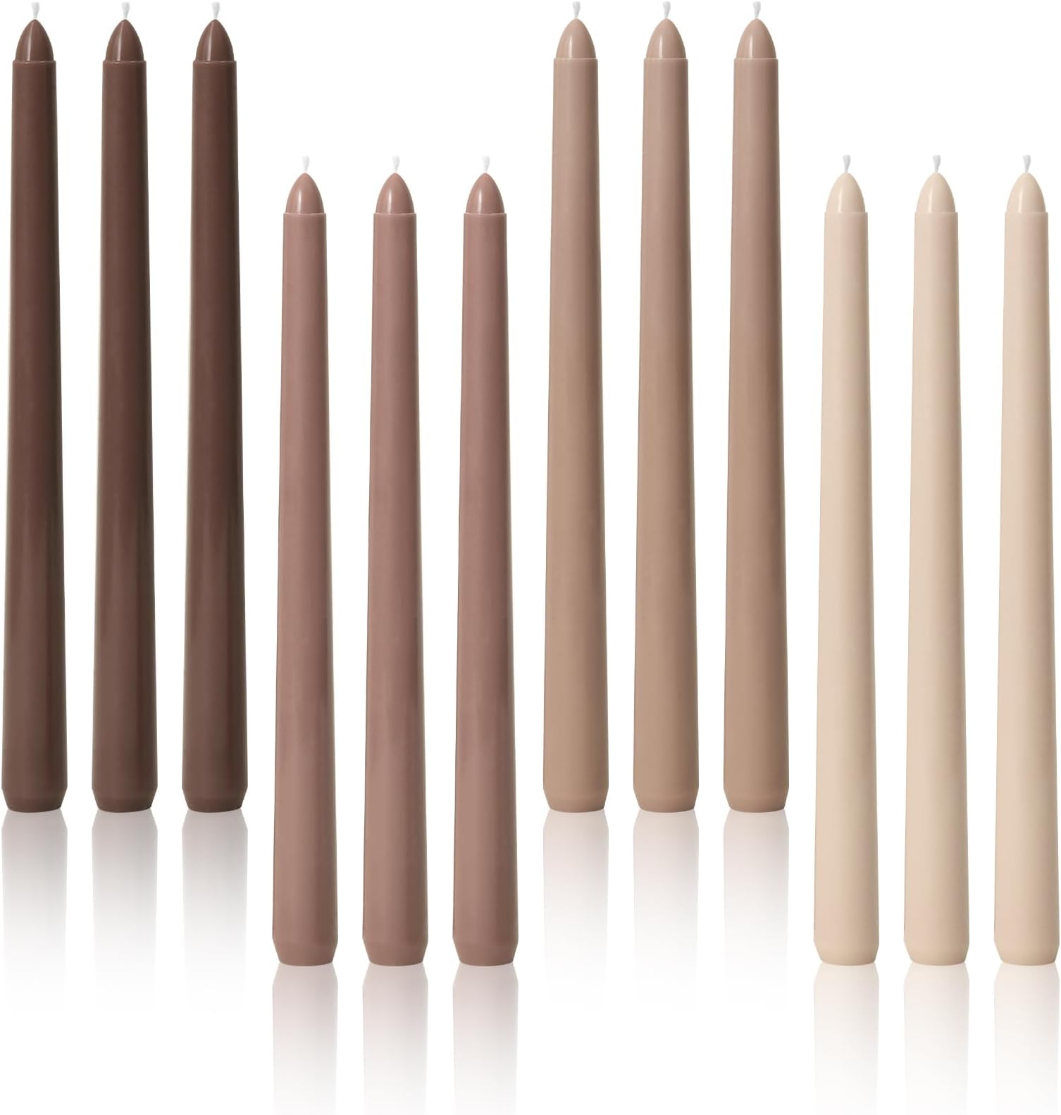 Amazon.com: Viyffo 10 Inch Brown Taper Candles Set of 12 Unscented ...