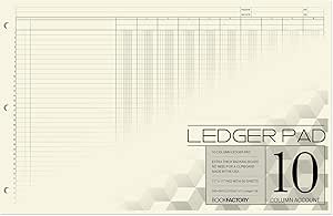 Amazon.com : BookFactory Ledger Pad/Large 10 Column Accounting Ledger ...