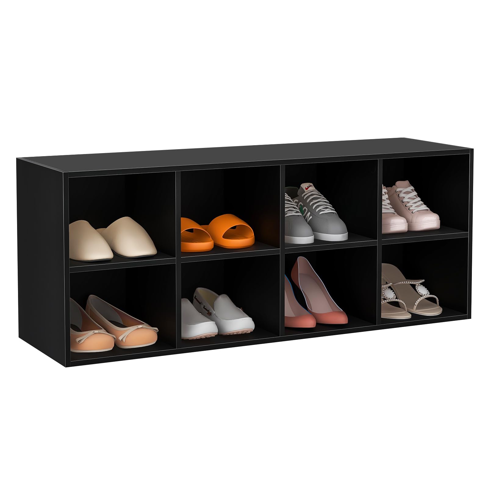 Amazon.com: Tangkula 8 Cubbies Shoe Storage Bench, Shoe Organizer with ...