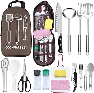 Amazon.com : 19PCS Camping Cookware Storage Bag-Kitchenware Portable ...