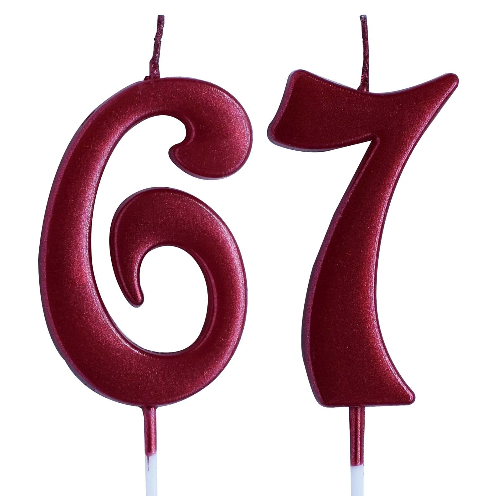 Amazon.com: Red 67th Birthday Candle, Number 67 Years Old Candles Cake ...