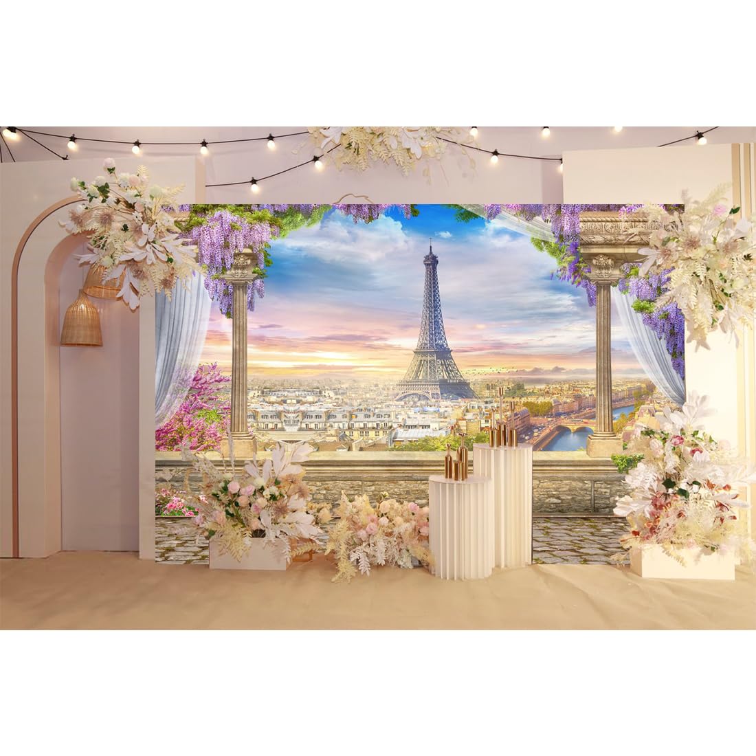 Buy AOFOTO 10x7ft Eiffel Tower Backdrop Retro Pillar Paris Landscape ...