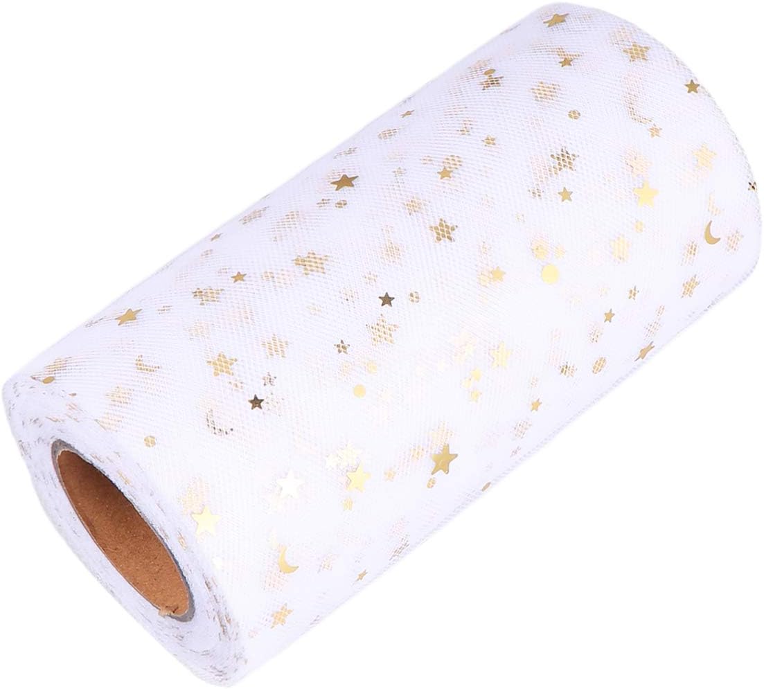 Amazon.com: Milisten Mesh Ribbon Wide Whimsy Ribbons with Gold Star ...