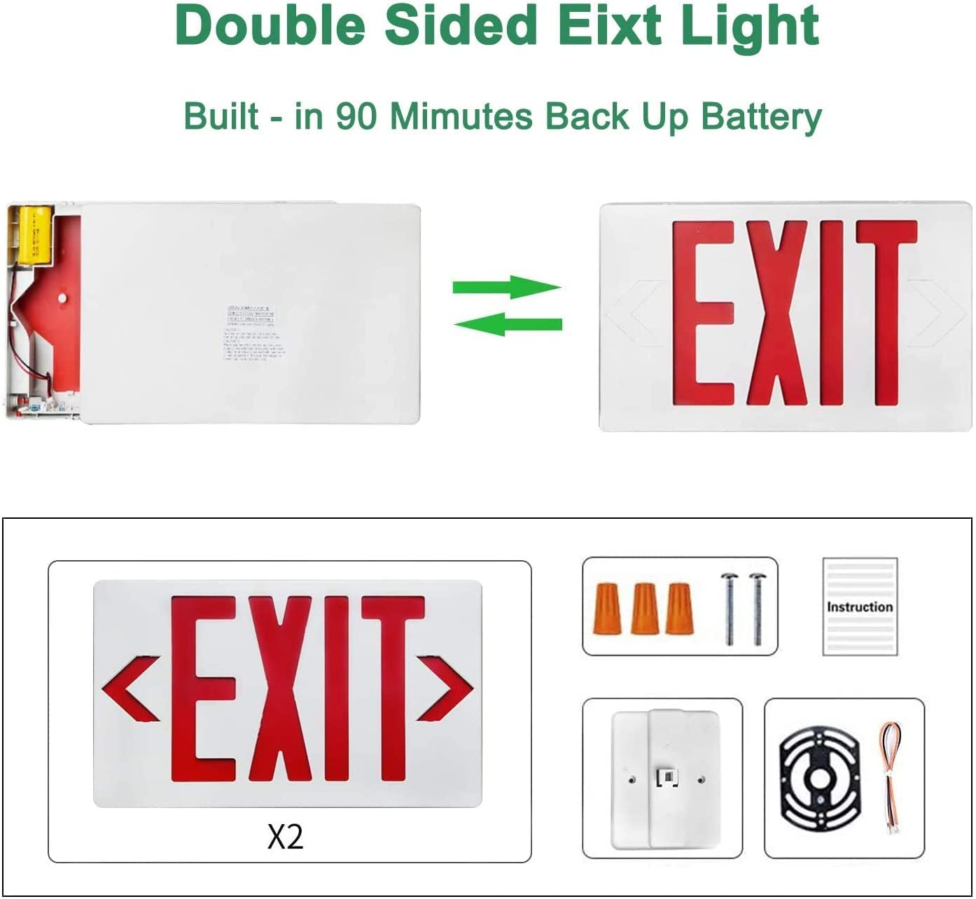 LED Emergency Exit Sign with 90 Minutes Battery Philippines | Ubuy