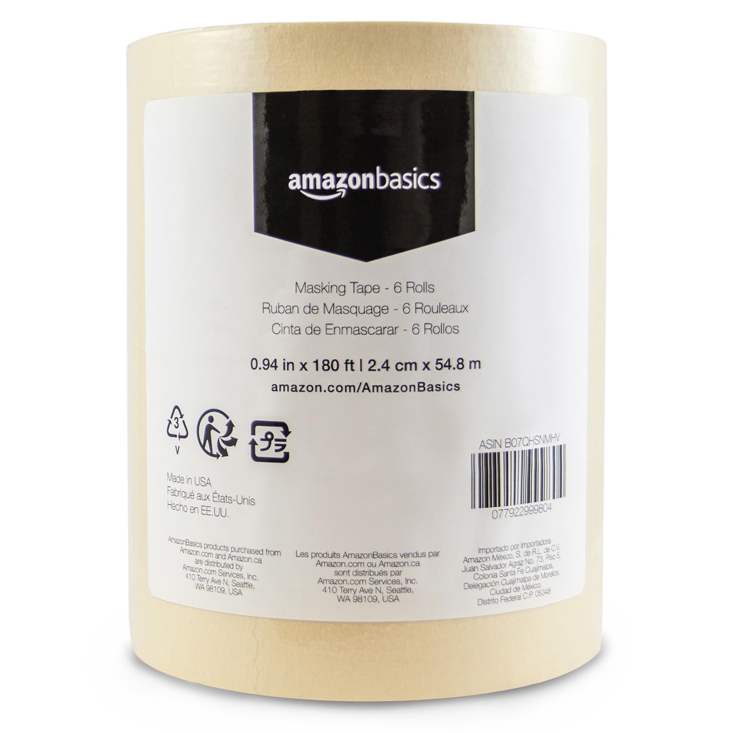 AmazonBasics Masking Tape - 1Inch x 165 Feet, 6 Rolls : Amazon.ca ...