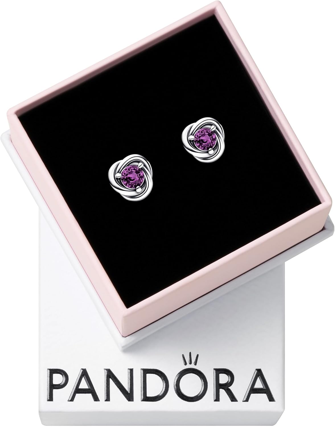 Amazon.com: PANDORA February Purple Eternity Circle Stud Earrings ...